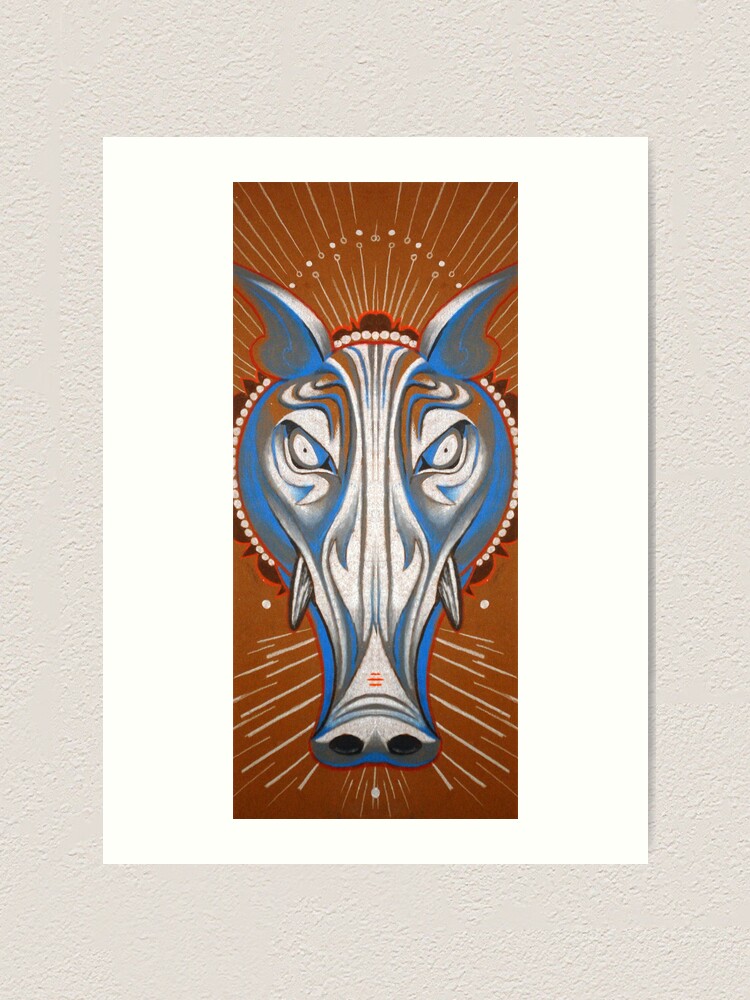 "blue boar totem." Art Print for Sale by resonanteye | Redbubble