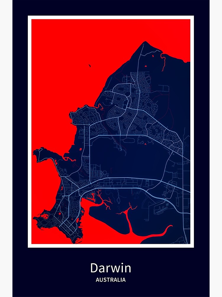 "Darwin Map Print, Darwin Map Poster, Darwin Map Wall Art, Darwin City ...