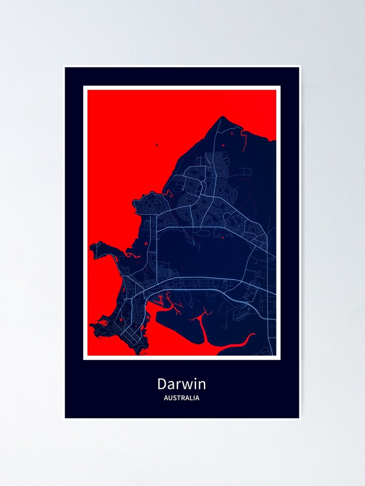 "Darwin Map Print, Darwin Map Poster, Darwin Map Wall Art, Darwin City ...