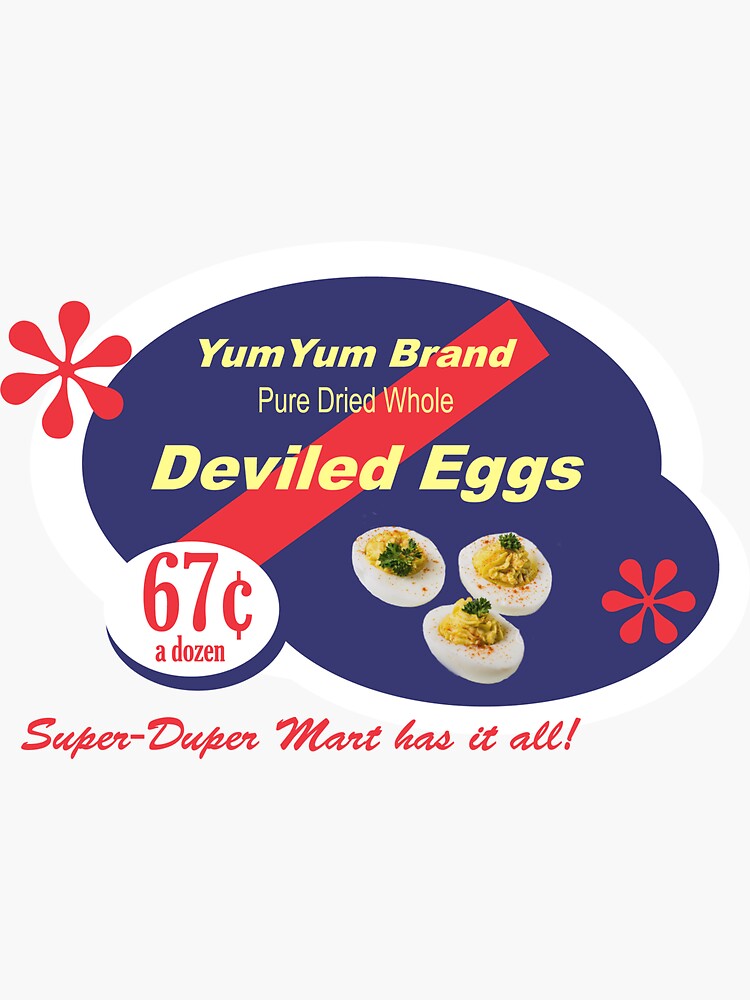 "Yum Yum Deviled Eggs" Sticker by mrspremise | Redbubble
