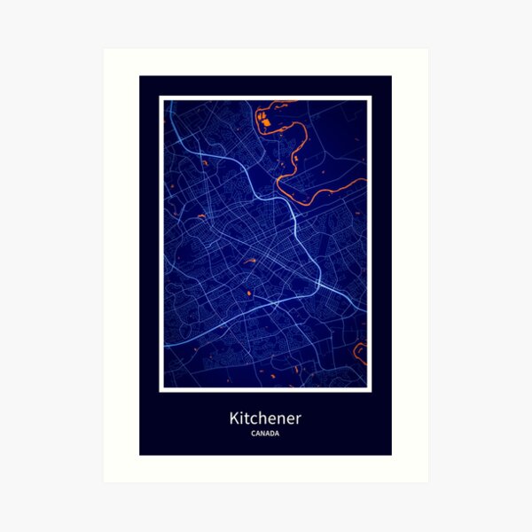 Lámina artística «Kitchener City Map Print, Kitchener City Map Poster ...