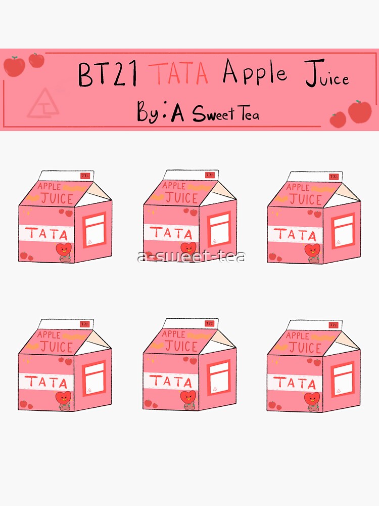 "BT21 Tata Apple Juice Carton Sticker sheet- cute baby Tata" Sticker ...