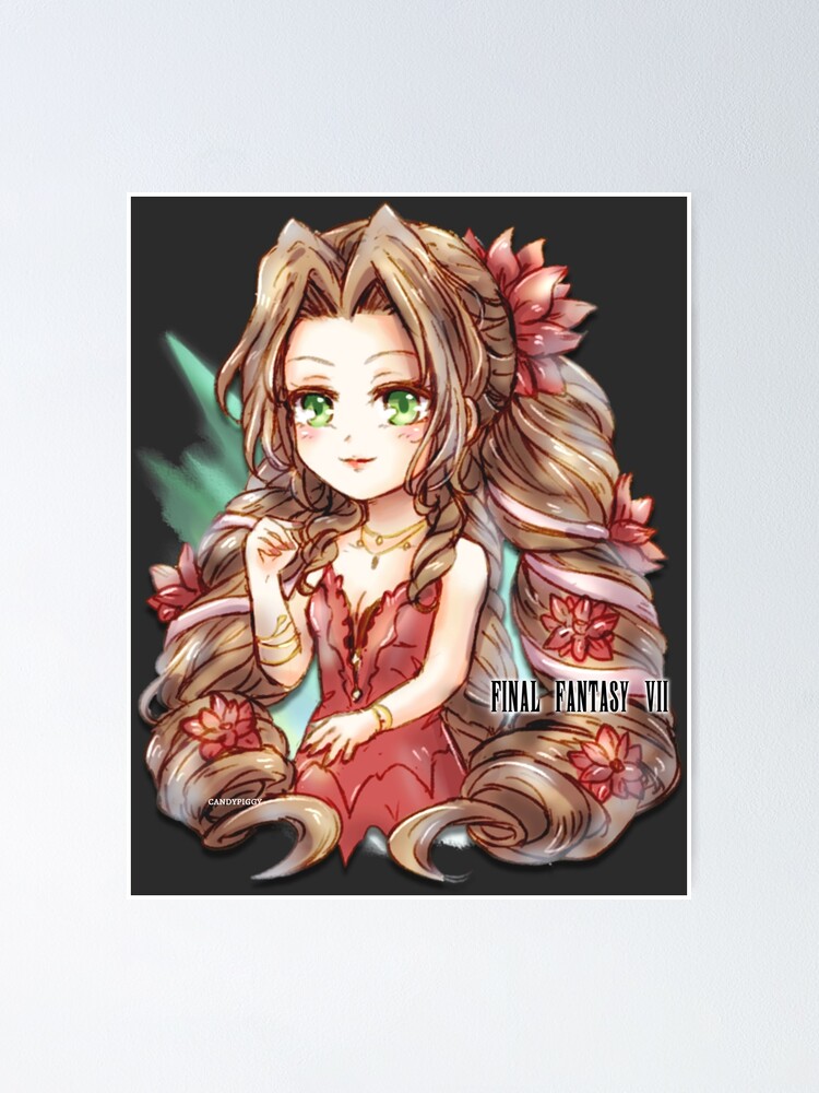 "Final Fantasy 7 Remake Aerith Red Dress" Poster for Sale by candypiggy ...