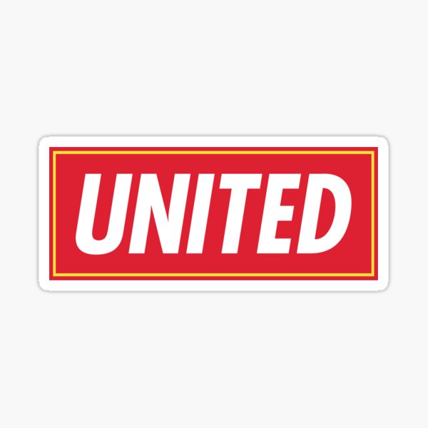 "United" Sticker for Sale by FootyFirst | Redbubble