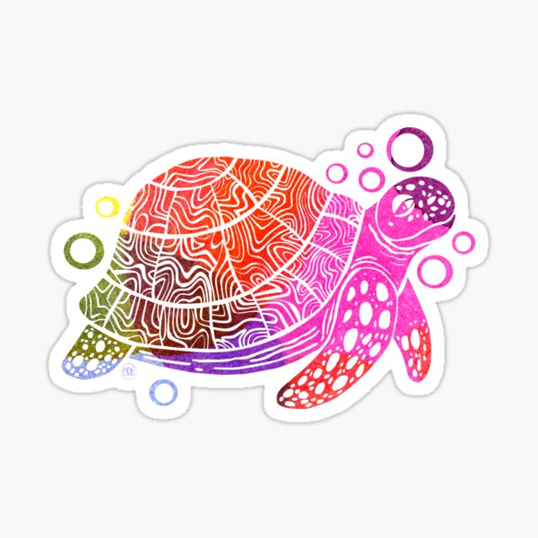 "Turtle (color)" Sticker by adeillustrator | Redbubble