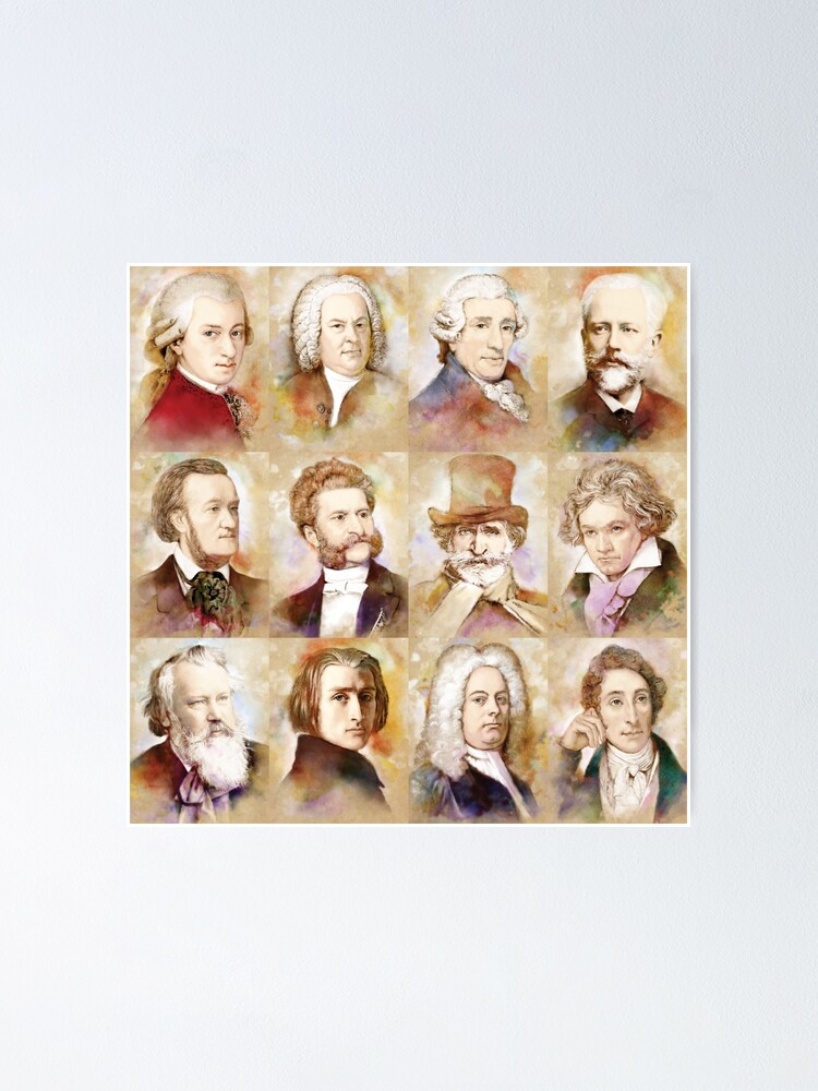 "Composers: Mozart, Bach, Beethoven and more" Poster for Sale by ...