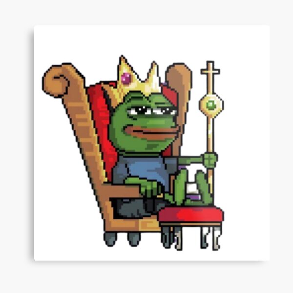 "Pepe sticker king crown Retro Video Game Pixel Art funny meme " Metal ...