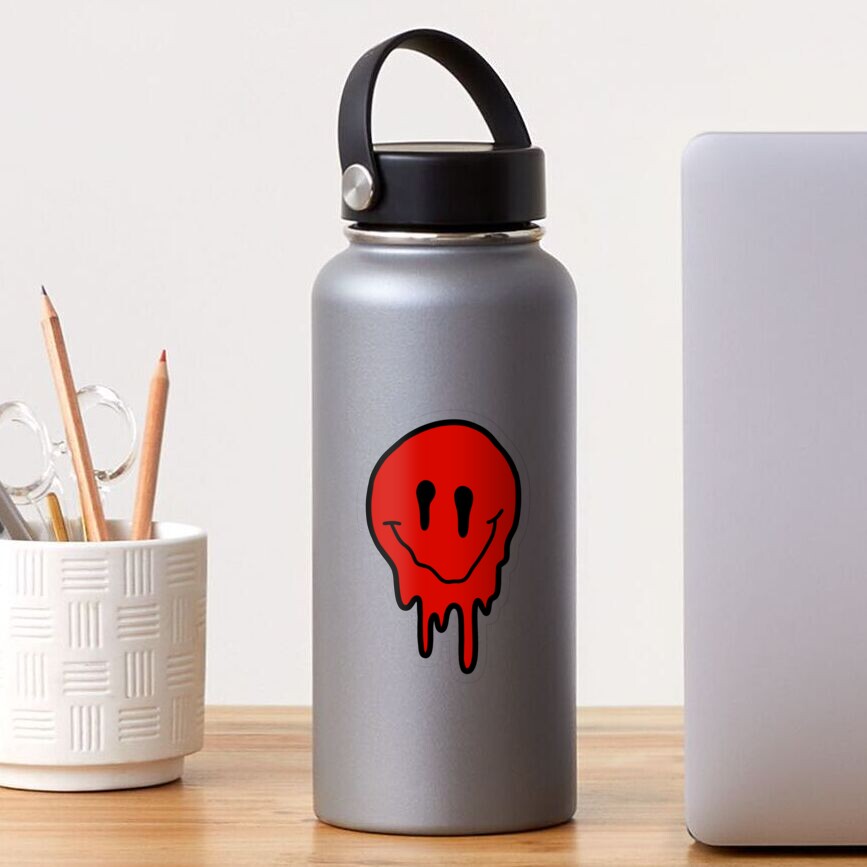 "red drippy smiley face " Sticker for Sale by zarapatel | Redbubble