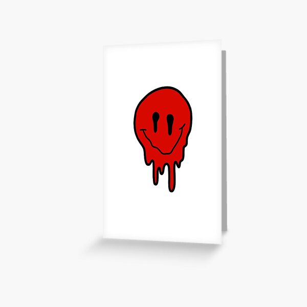 "red drippy smiley face " Greeting Card by zarapatel | Redbubble