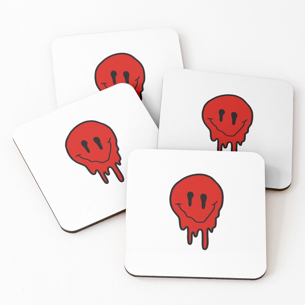 "red drippy smiley face " Sticker for Sale by zarapatel | Redbubble