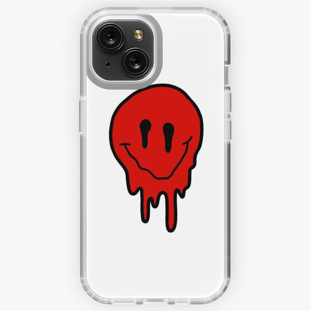 "red drippy smiley face " Sticker for Sale by zarapatel | Redbubble