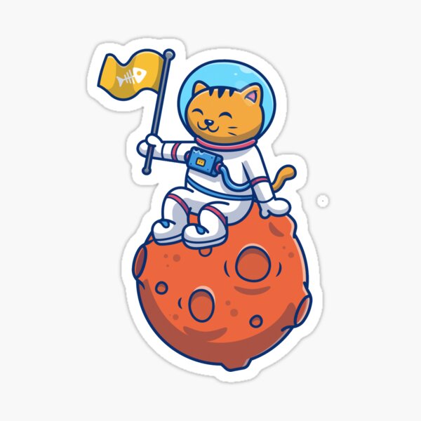 "Cute astrocat serfing in the SPACE" Sticker by hellosamed | Redbubble