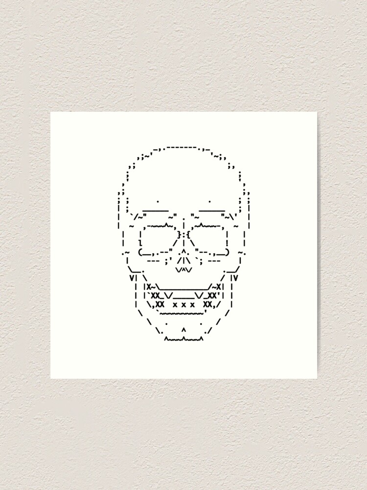 "ASCII ascii skull skeleton design sticker" Art Print by Shirtilike ...