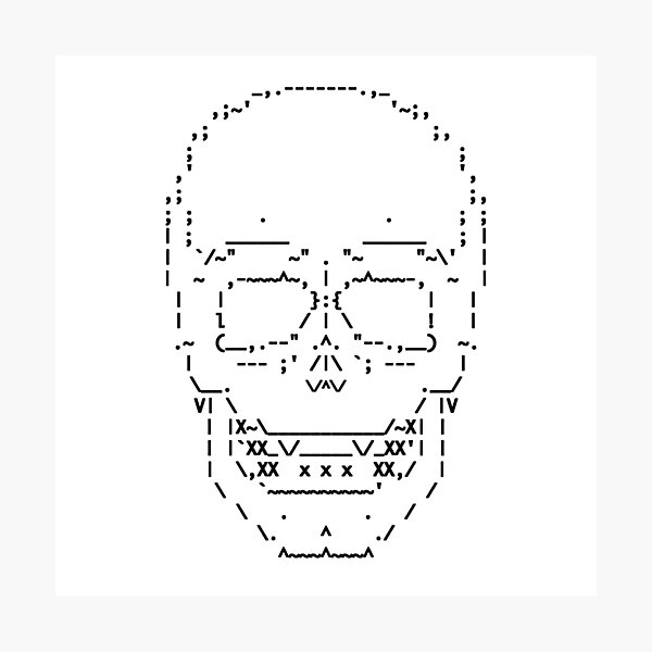 "ASCII ascii skull skeleton design sticker" Photographic Print by ...