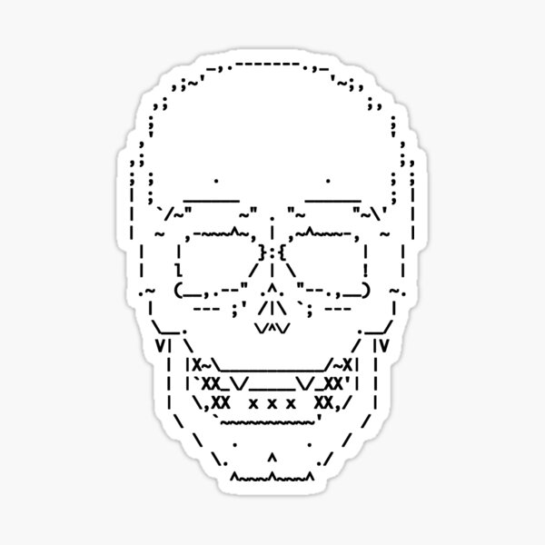 "ASCII ascii skull skeleton design sticker" Sticker for Sale by ...