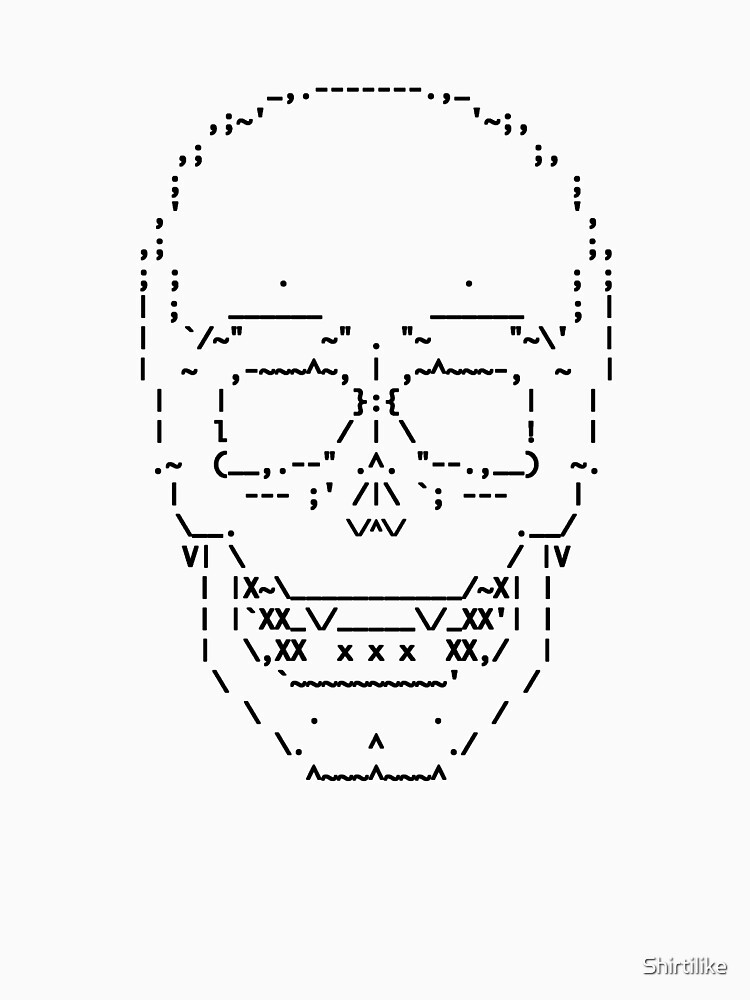 "ASCII ascii skull skeleton design sticker" T-shirt for Sale by ...