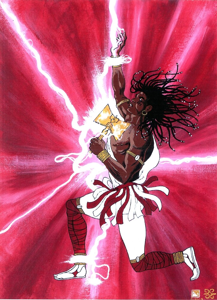 "CHANGO - Orisha of Thunder & Lightning" by cjjuzang | Redbubble