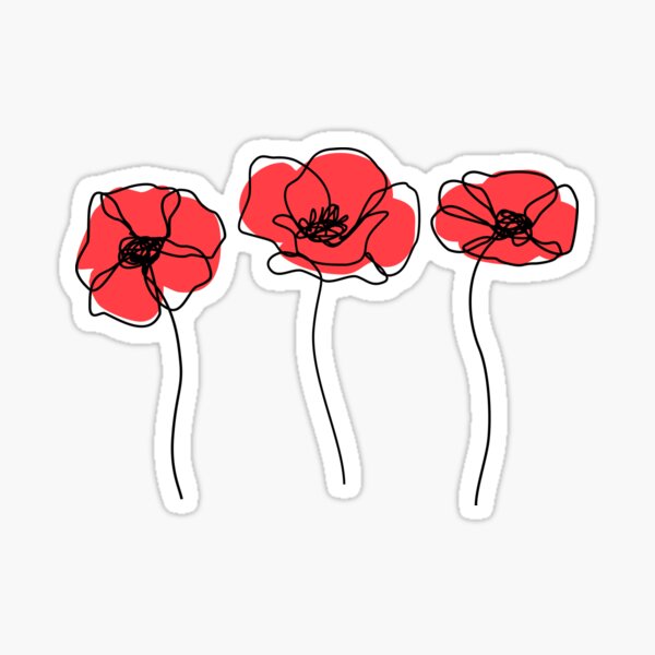 "Coloured Poppy Line Drawing" Sticker for Sale by LanaApril123 | Redbubble