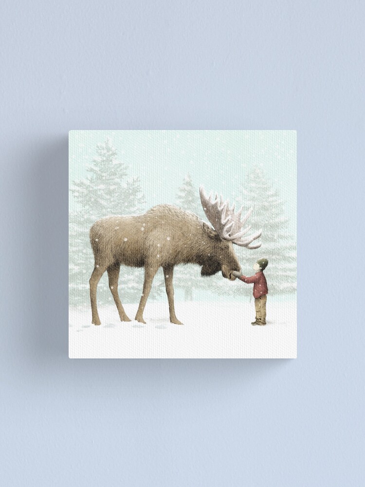 "Boy and Moose" Canvas Print for Sale by opifan | Redbubble