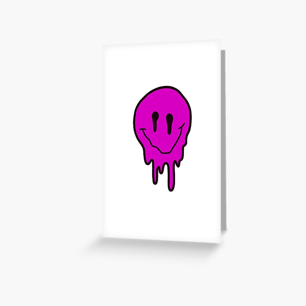 "pink drippy smiley face " Greeting Card by zarapatel | Redbubble