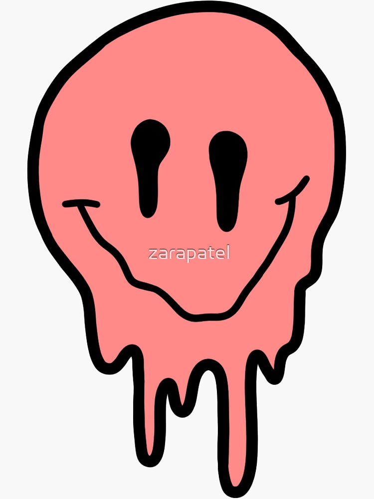 "pastel red drippy smiley face " Sticker for Sale by zarapatel | Redbubble