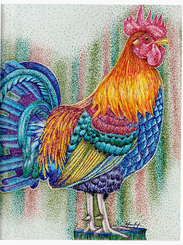 "Rainbow Rooster Pointillism Print" Sticker by StephPugh | Redbubble
