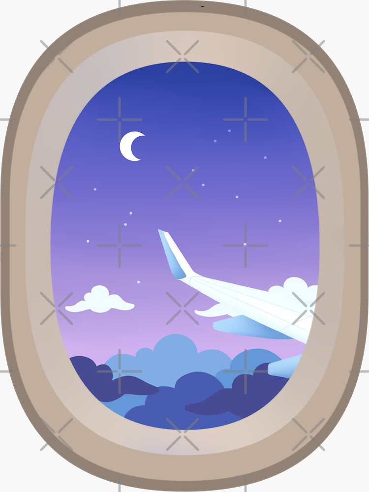"midnight plane window" Sticker for Sale by dragonfruittea | Redbubble