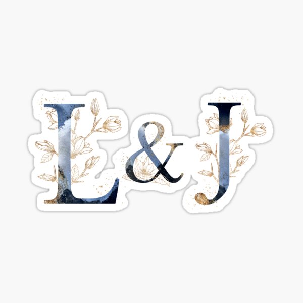 "Floral Initials L&J for a couple, Monogrammed" Sticker for Sale by ...