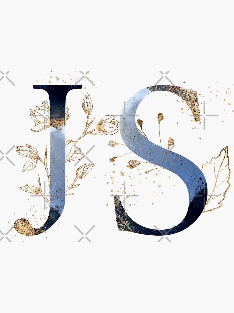 "Floral Initials JS, Blue and Gold Monogrammed" Sticker for Sale by ...