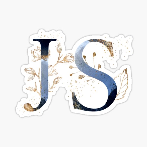 "Floral Initials JS, Blue and Gold Monogrammed" Sticker for Sale by ...
