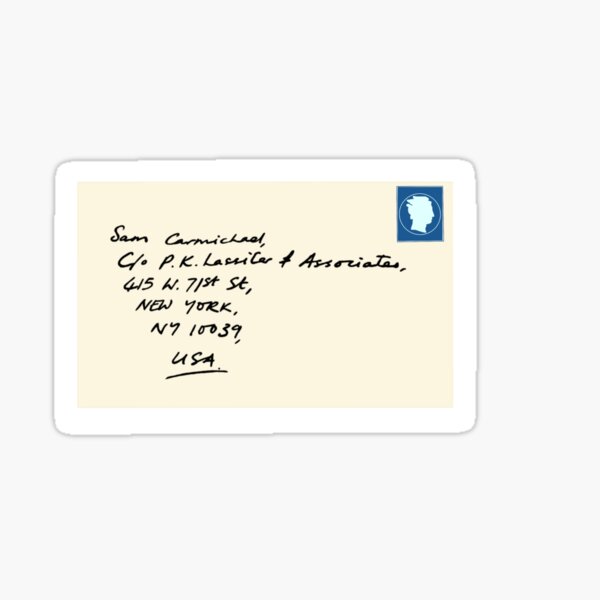 "Mamma Mia Sam Carmichael Letter " Sticker for Sale by alice-victoria ...
