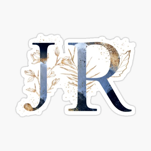 "Floral Initials JR, Blue and Gold Monogram" Sticker for Sale by ...