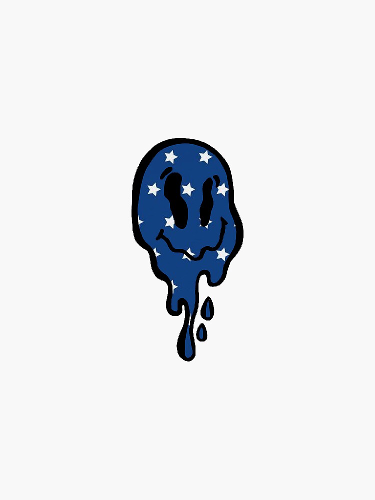 "blue and white droopy smiley face" Sticker by elliesart- | Redbubble