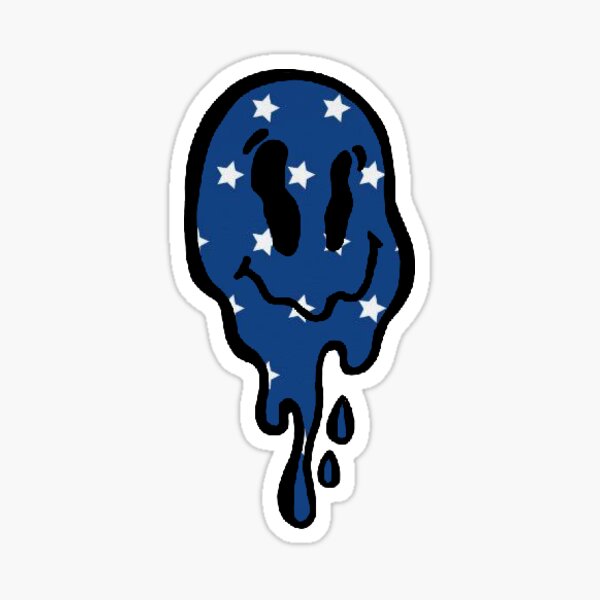 "blue and white droopy smiley face" Sticker by elliesart- | Redbubble