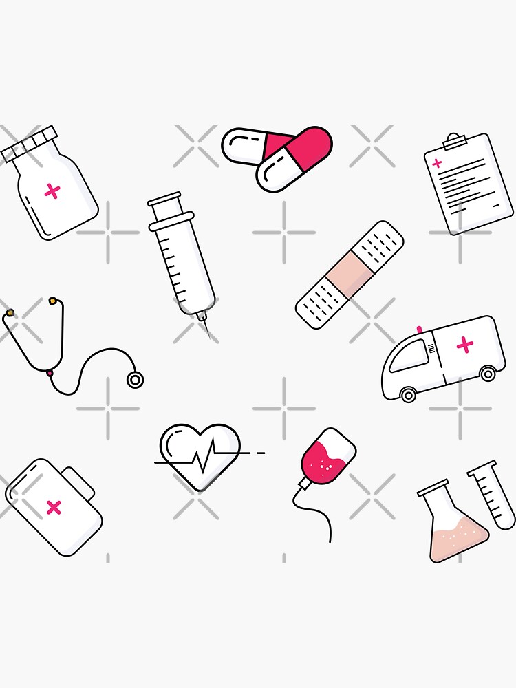 "Hospital Medical pattern - Gift for healthcare worker NHS" Sticker for ...
