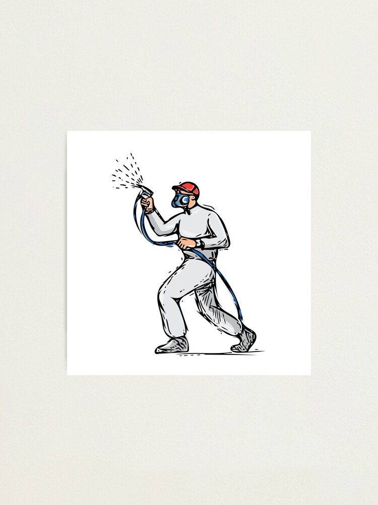 "Spray Painter Painting Side Drawing" Photographic Print for Sale by ...