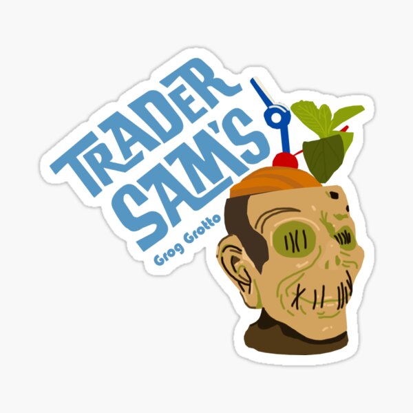 "Trader Sam's Tiki Grog Grotto" Sticker for Sale by alexisnicolette ...