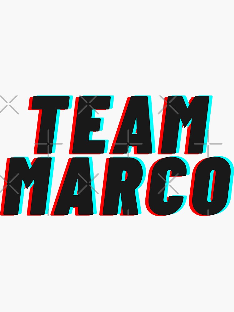 "Team Marco - style 11" Sticker for Sale by AmpersandCuster | Redbubble
