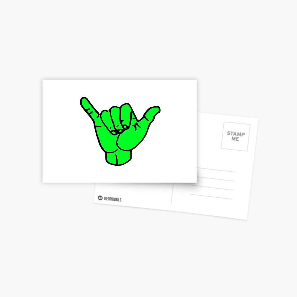 "Neon Green Shaka Hand Shake" Sticker for Sale by gracesiefker | Redbubble