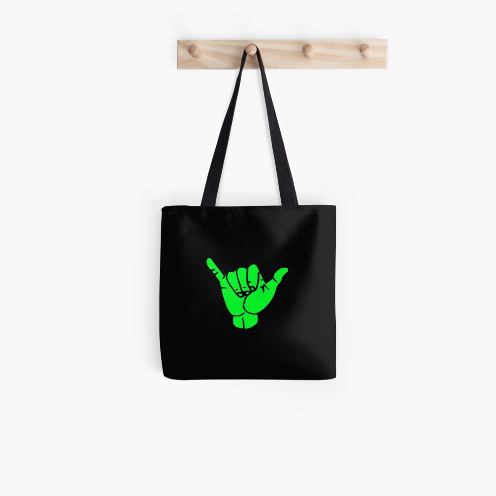 "Neon Green Shaka Hand Shake" Sticker for Sale by gracesiefker | Redbubble