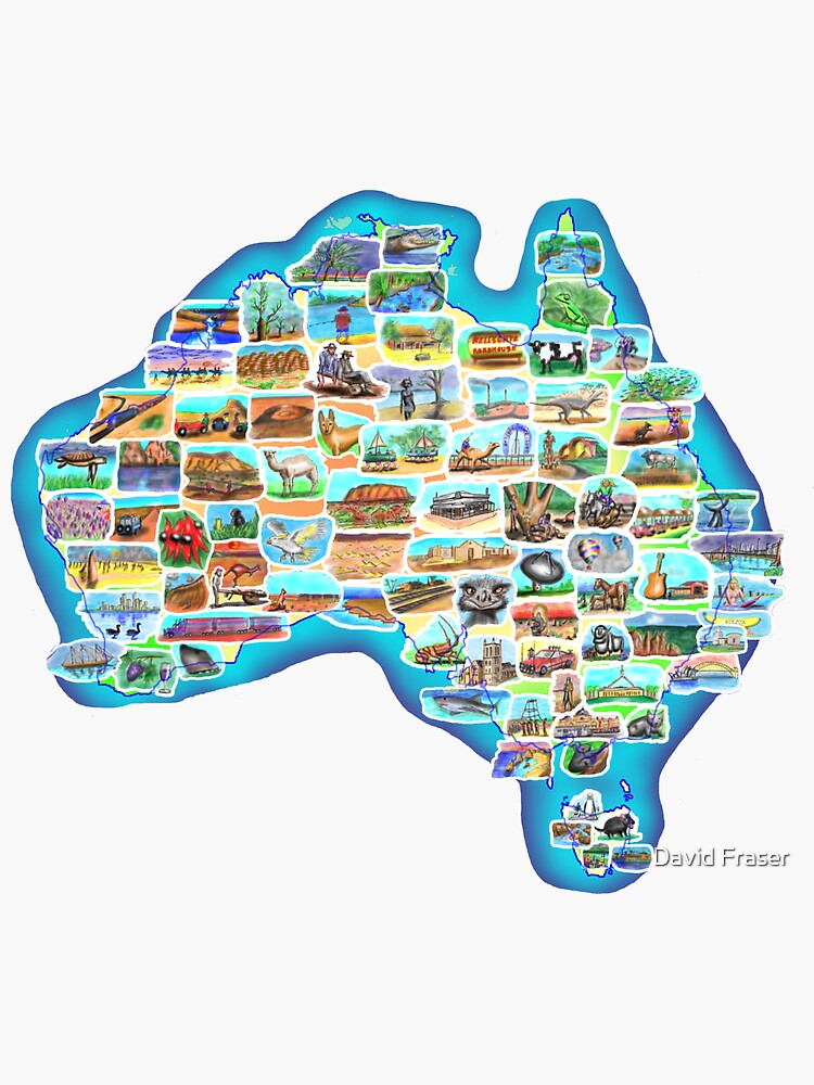 "Pictorial Australia v2" Sticker by davidfraser | Redbubble