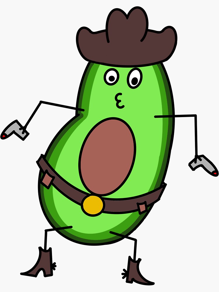 "Cowboy Avocado" Sticker for Sale by sca-doodle | Redbubble
