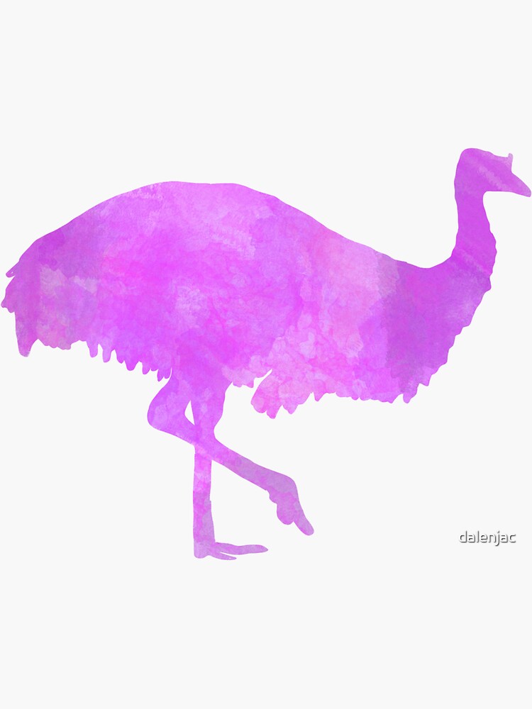 "Pink Watercolor Emu Silhouette" Sticker for Sale by dalenjac | Redbubble