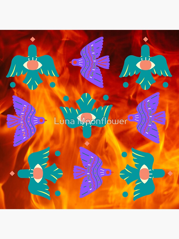 "Blue Fire Bird" Sticker by Autobugg | Redbubble