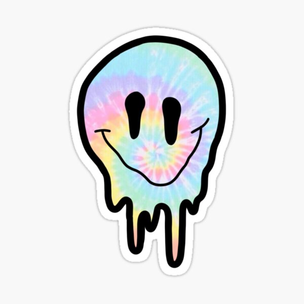 "pastel tye dye drippy smiley face " Sticker for Sale by zarapatel ...