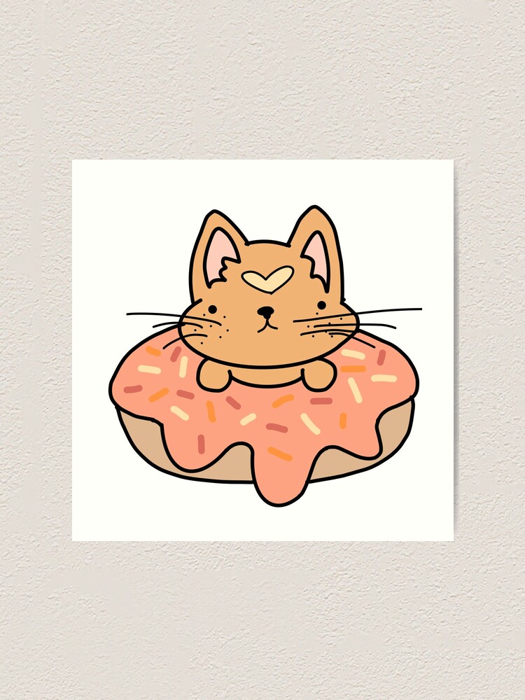 "Cute silly Kawaii donut cat anime " Art Print by melissavaughn7 ...
