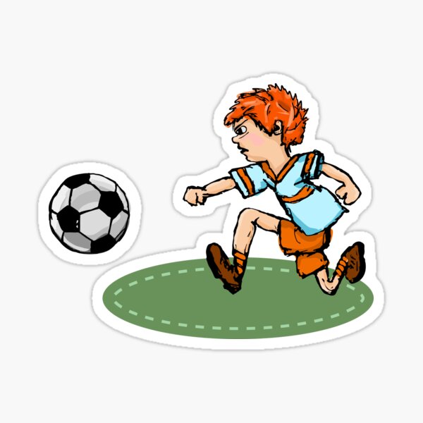 "Cute boy playing football " Sticker for Sale by Kajaniko | Redbubble
