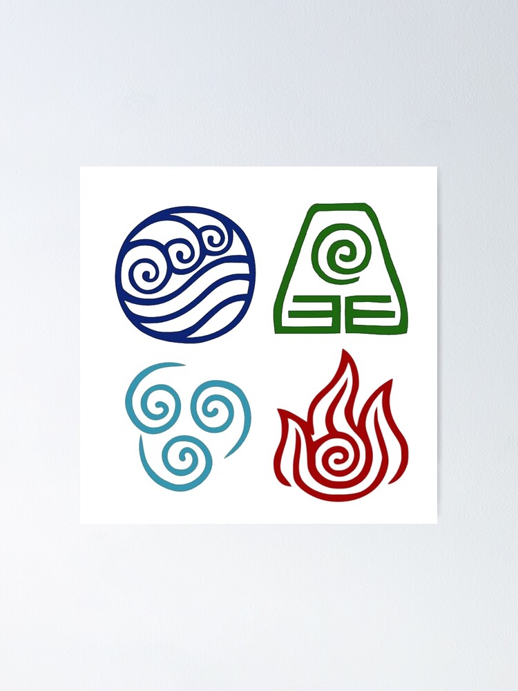 "Avatar The Last Airbender Element Symbols" Poster for Sale by Tea-With ...