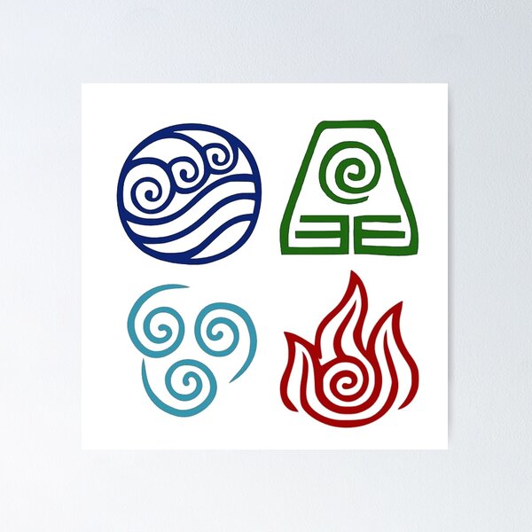 "Avatar The Last Airbender Element Symbols" Poster for Sale by Tea-With ...