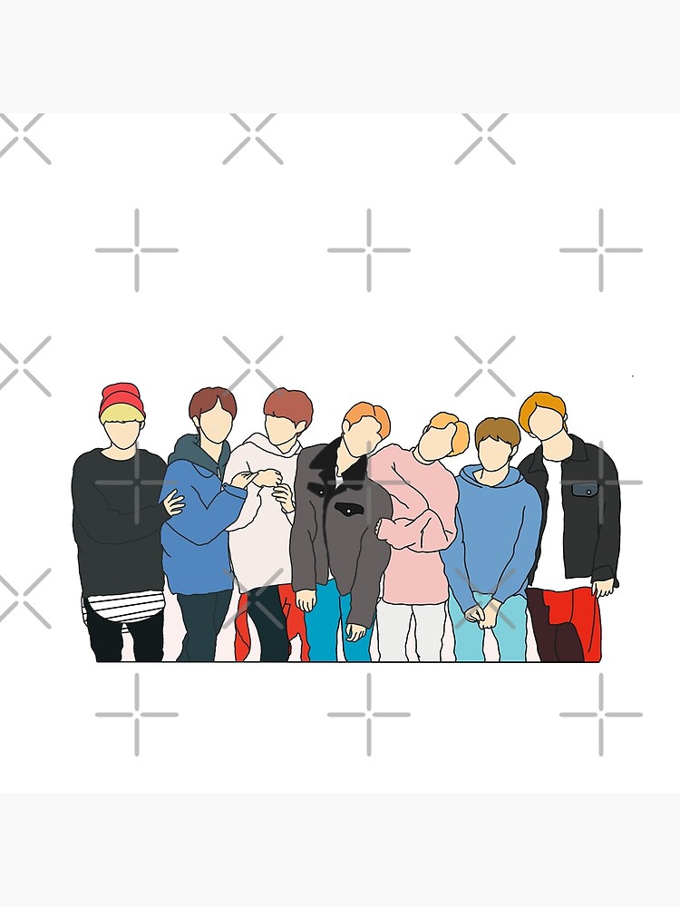 "Bts Ot7 Silhouette Sticker" Throw Pillow for Sale by anipanini | Redbubble